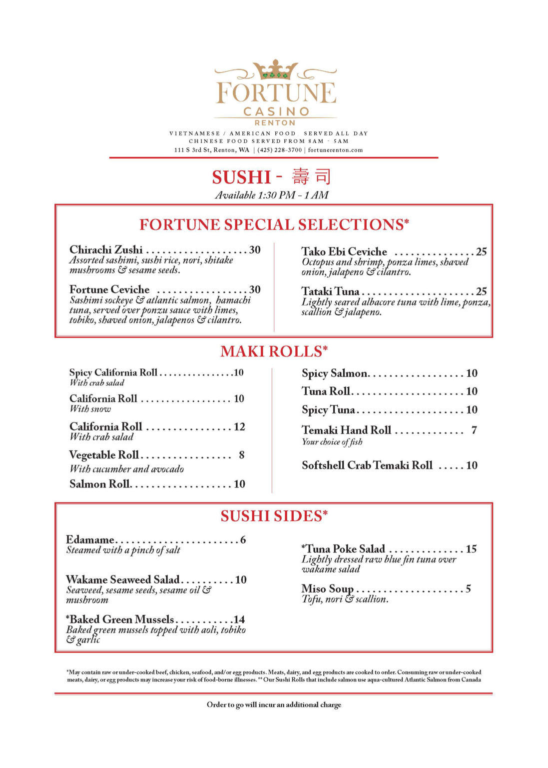 Traditional Food | Fortune Casino